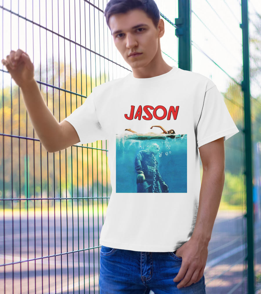 Jaws Jason Voorhees Underwater Horror Mashup T-Shirt