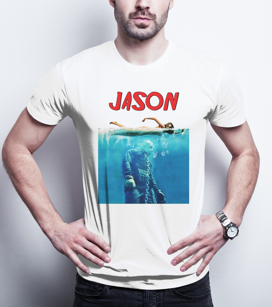 Jaws Jason Voorhees Underwater Horror Mashup T-Shirt