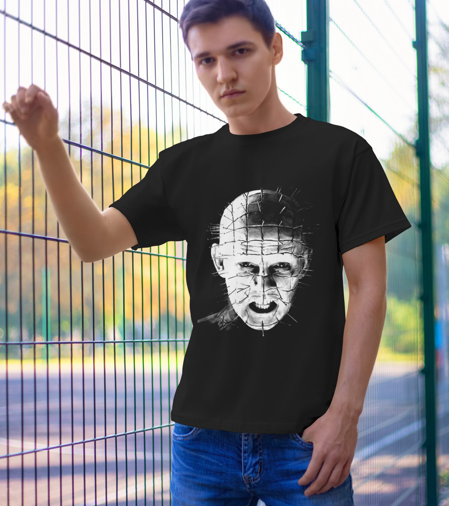 Hellraiser Pinhead Horror Icon Grayscale T-Shirt