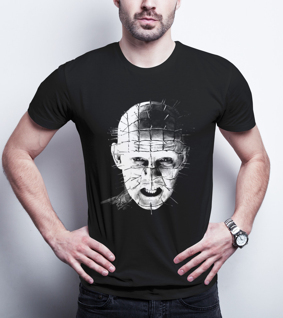 Hellraiser Pinhead Horror Icon Grayscale T-Shirt