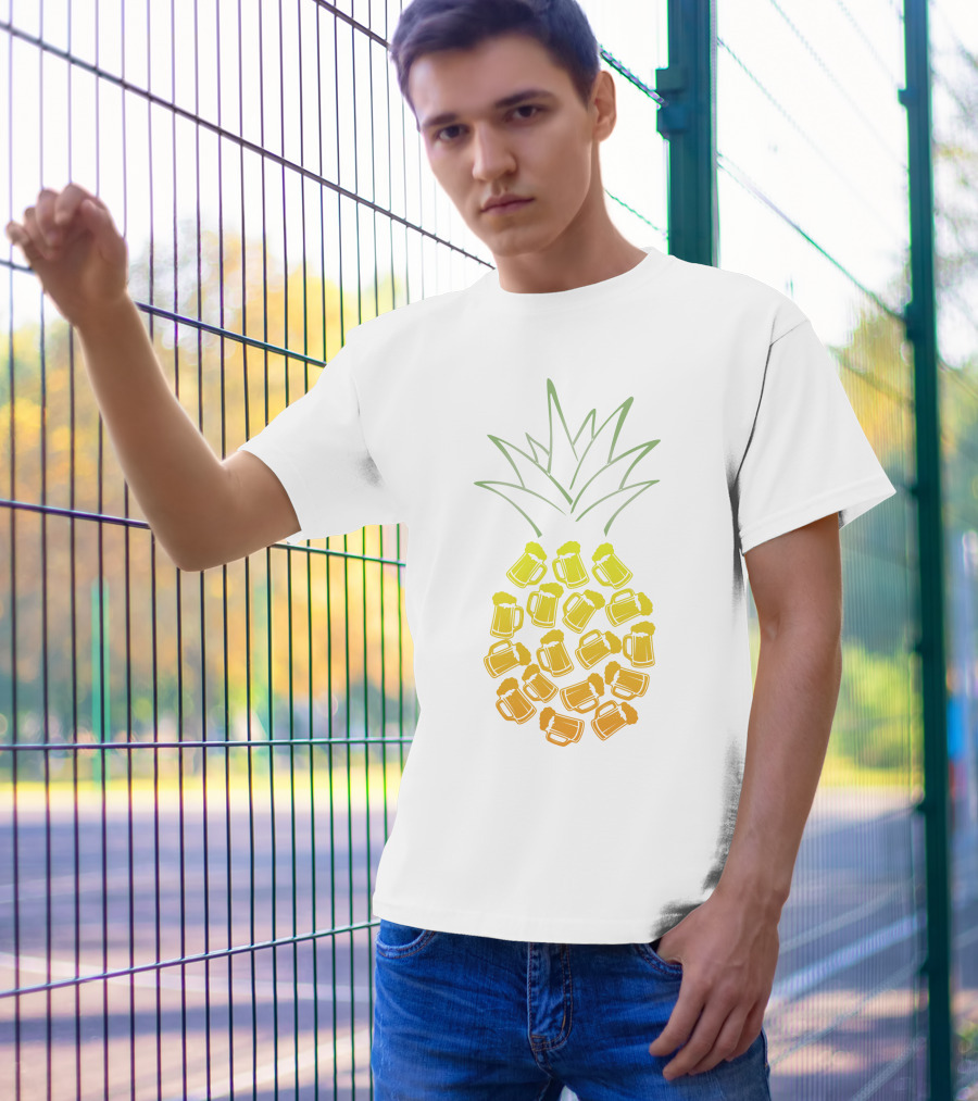 Beer Pineapple Mug Fusion Tropical Beverage Concept T-Shirt