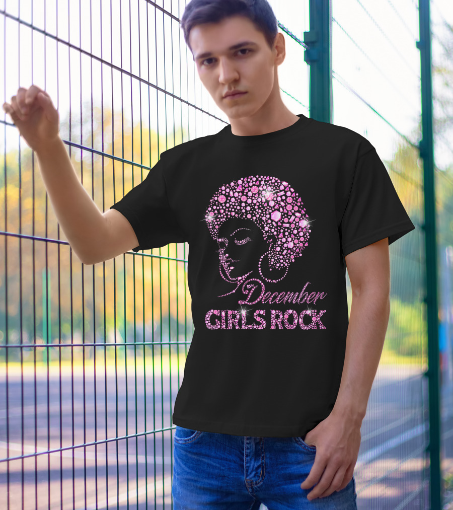 December Girls Rock Pink Rhinestone Afro T-Shirt
