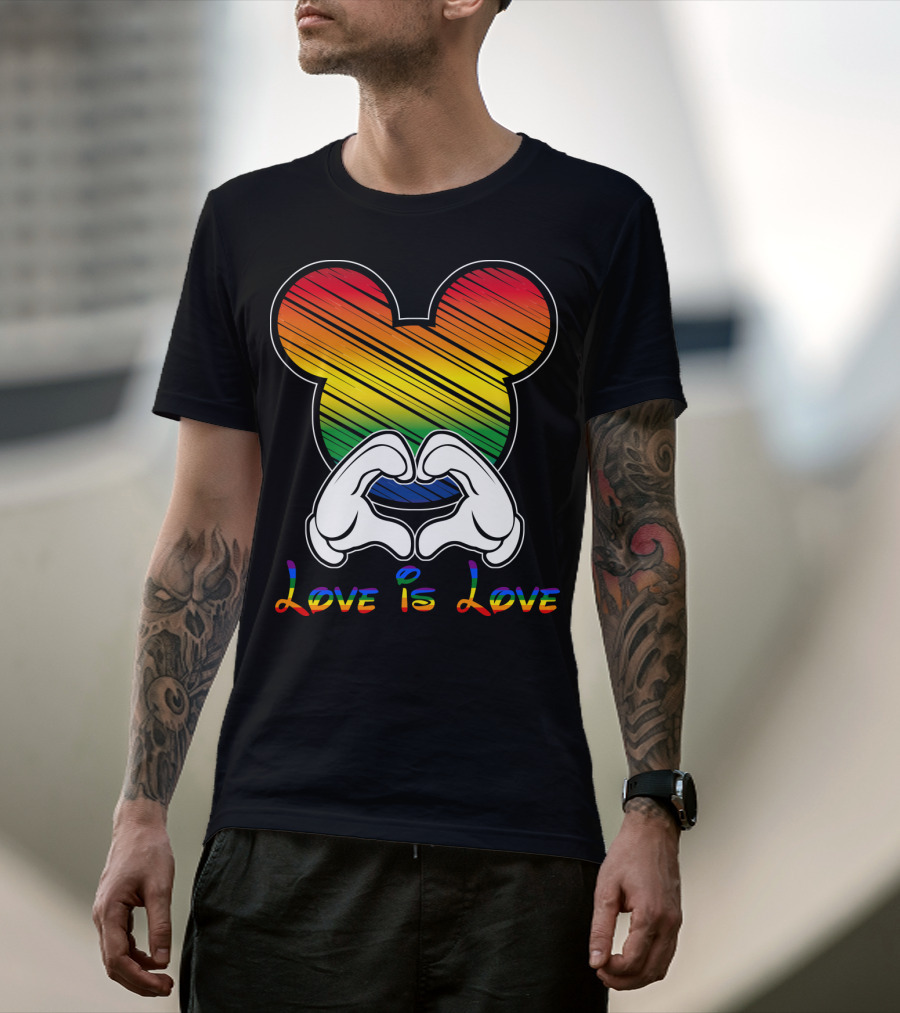 Love Is Love Rainbow Mickey Heart Hands T-Shirt