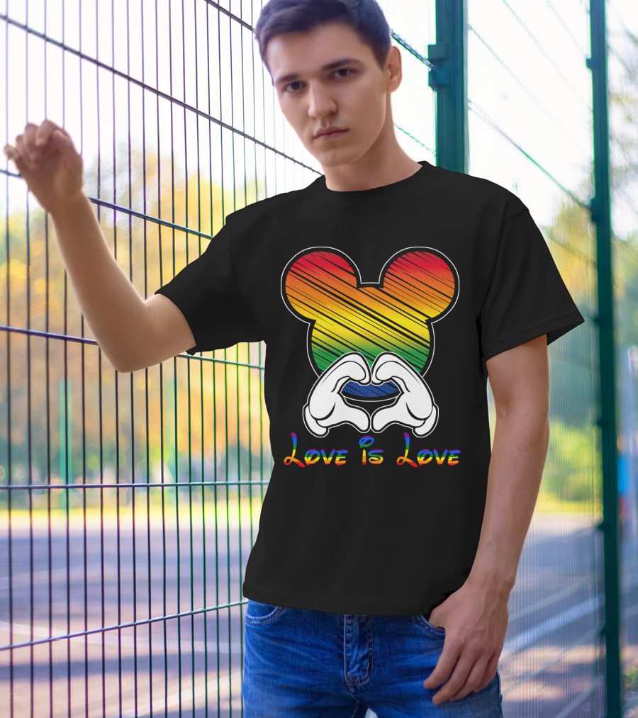 Love Is Love Rainbow Mickey Heart Hands T-Shirt
