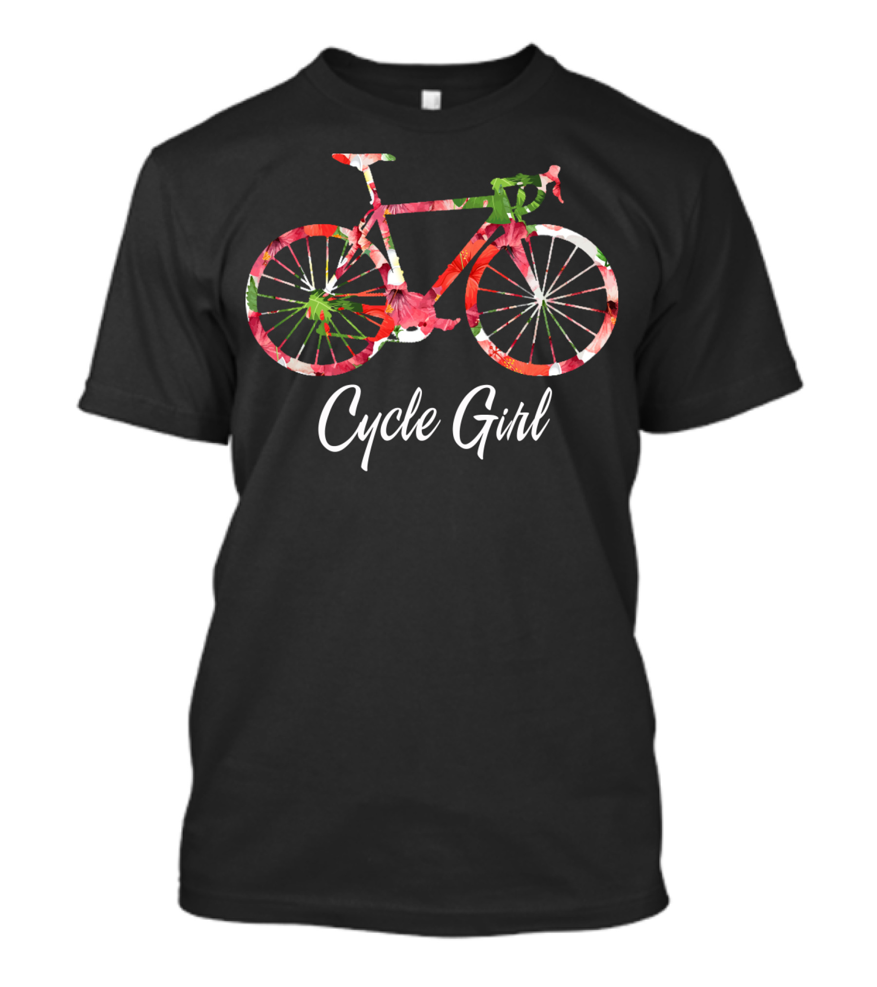 Cycle Girl Floral Bicycle Motif T-Shirt
