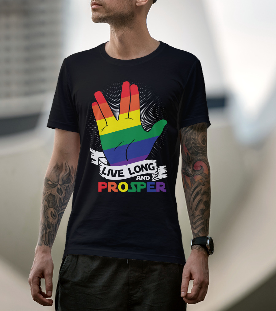 Live Long And Prosper Rainbow Hand Gesture T-Shirt