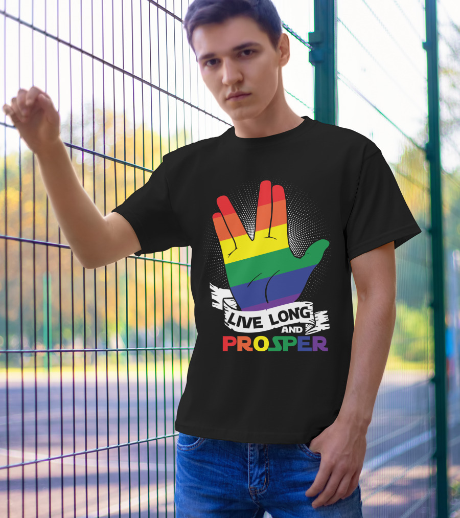 Live Long And Prosper Rainbow Hand Gesture T-Shirt