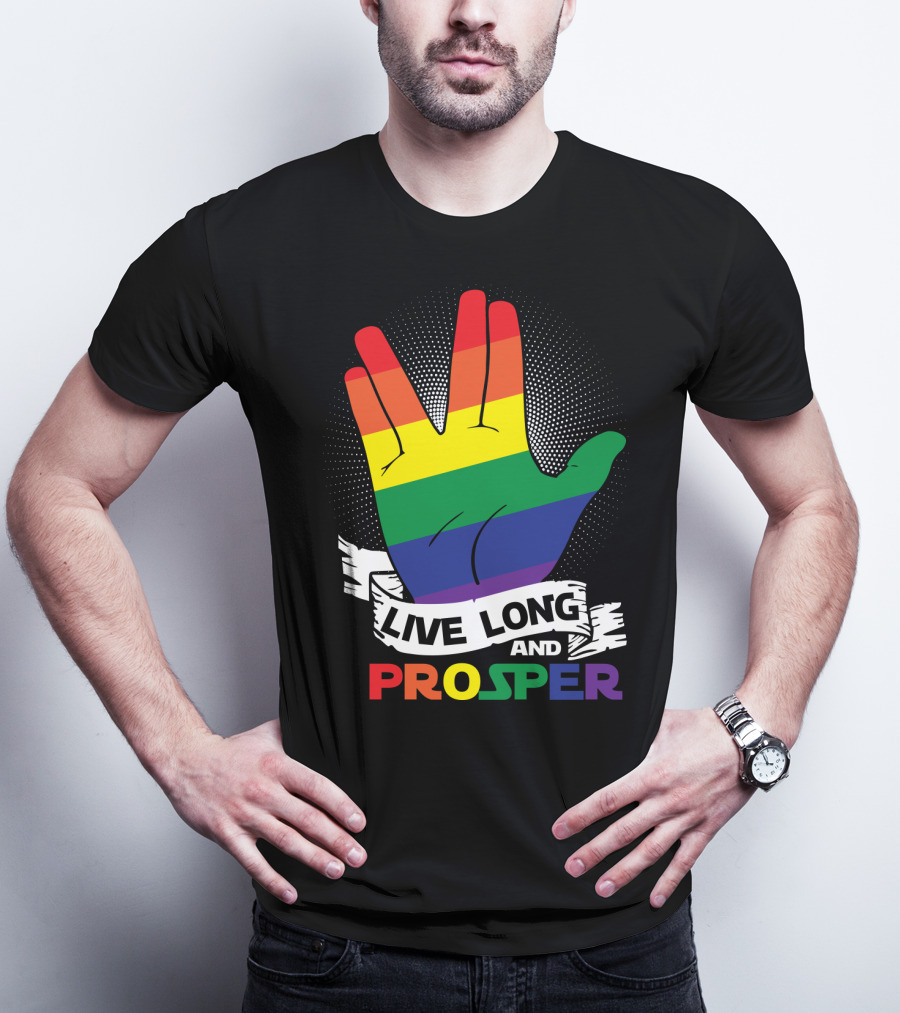 Live Long And Prosper Rainbow Hand Gesture T-Shirt