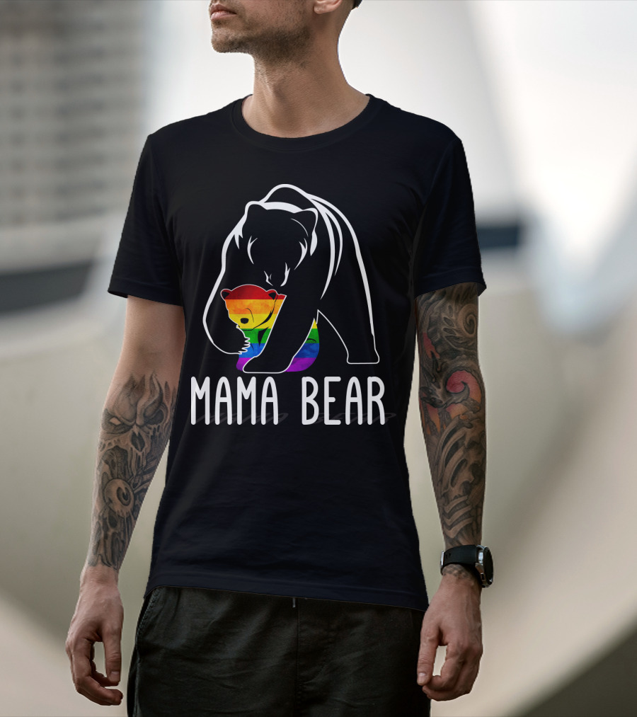 Mama Bear Rainbow Pride Bear Hug T-Shirt