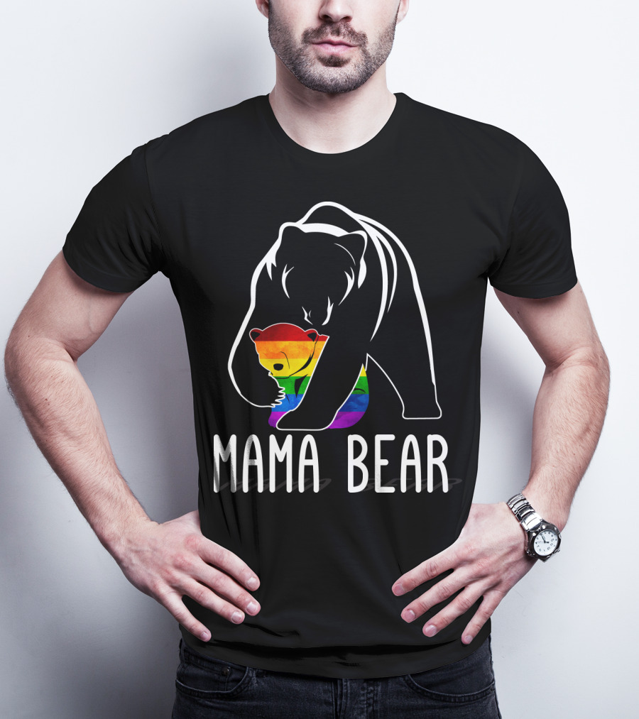 Mama Bear Rainbow Pride Bear Hug T-Shirt