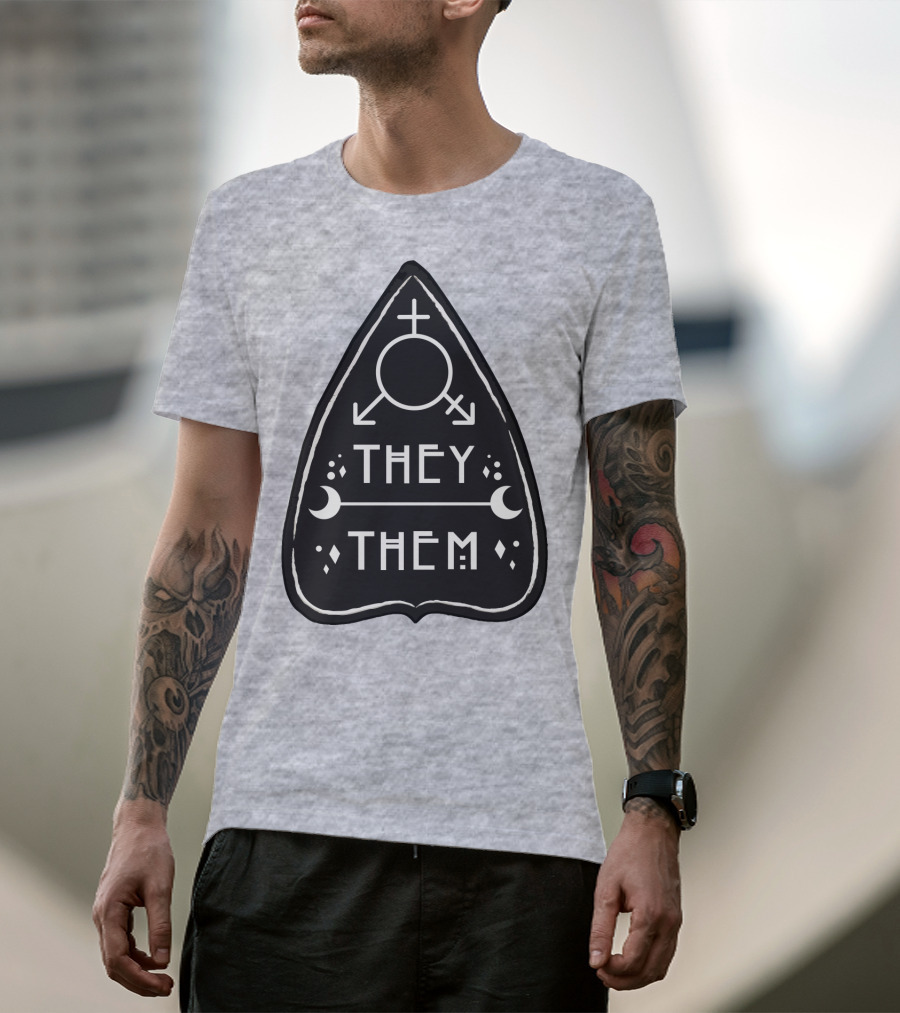 They Them Nonbinary Arrow Symbols Crescent Moons Geometric T-Shirt