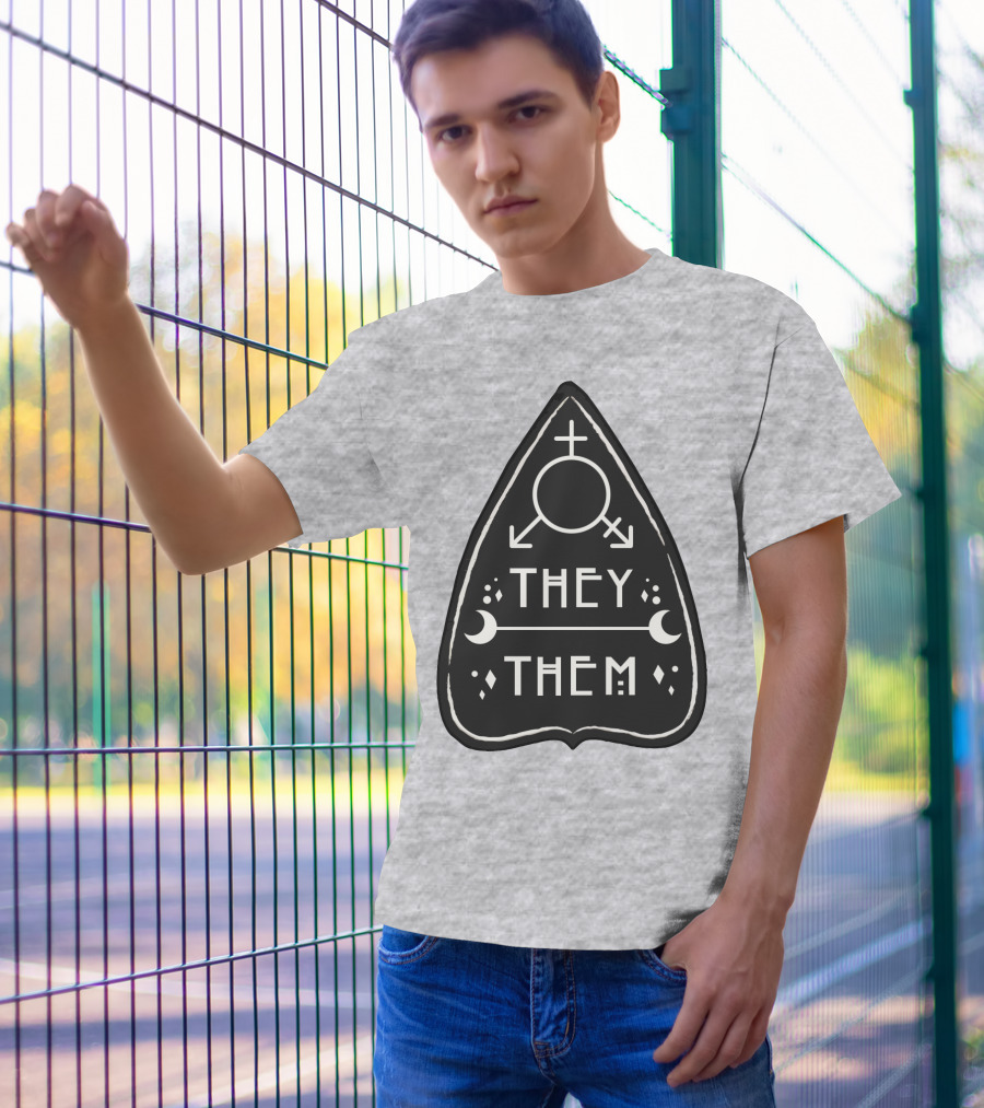 They Them Nonbinary Arrow Symbols Crescent Moons Geometric T-Shirt