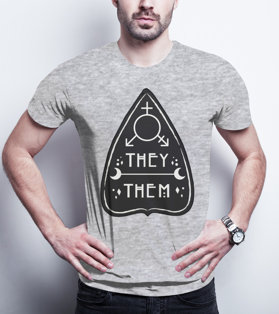 They Them Nonbinary Arrow Symbols Crescent Moons Geometric T-Shirt