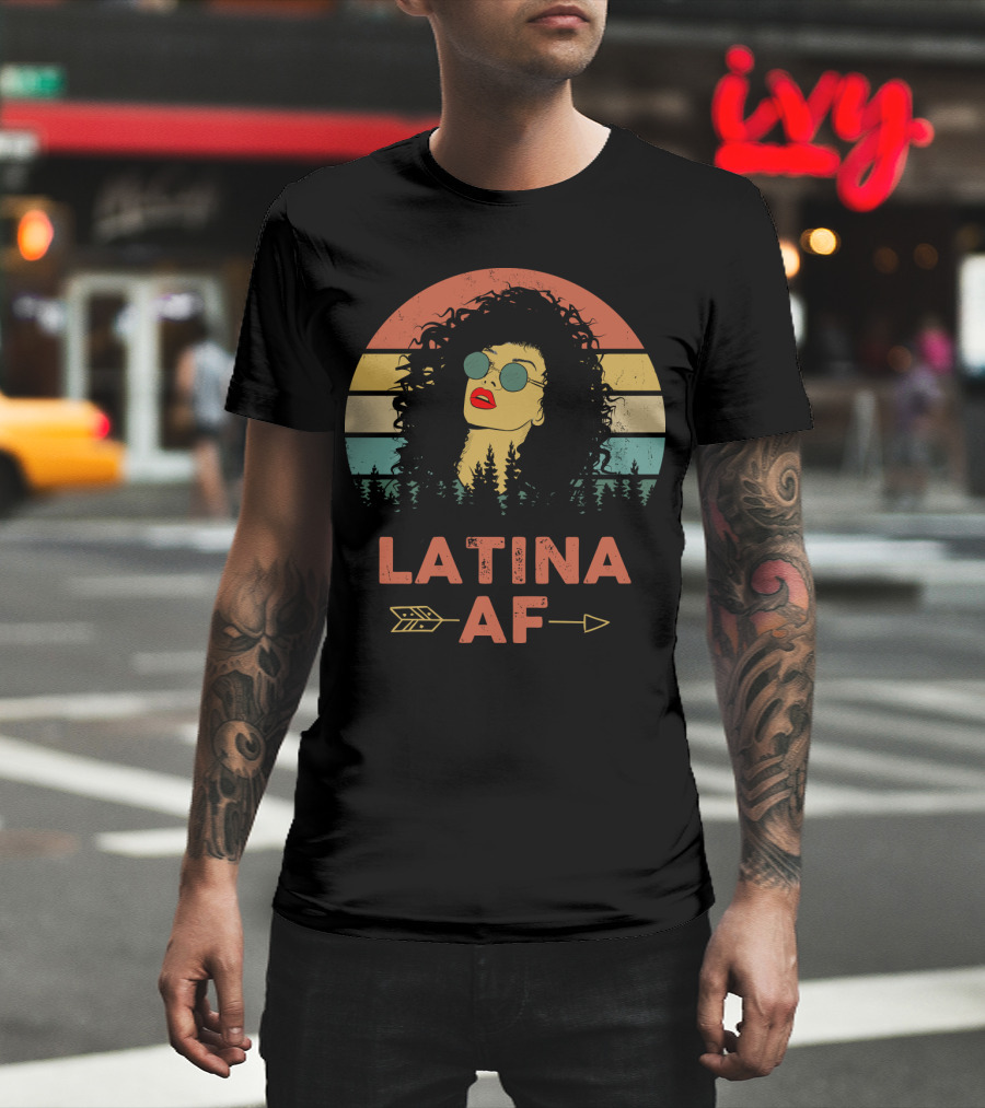 LATINA AF Retro Sunset With Stylized Woman And Arrow T-Shirt