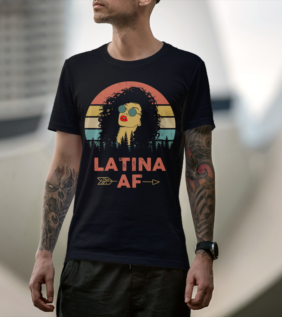 LATINA AF Retro Sunset With Stylized Woman And Arrow T-Shirt