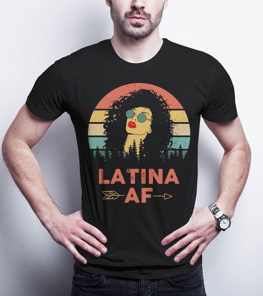 LATINA AF Retro Sunset With Stylized Woman And Arrow T-Shirt