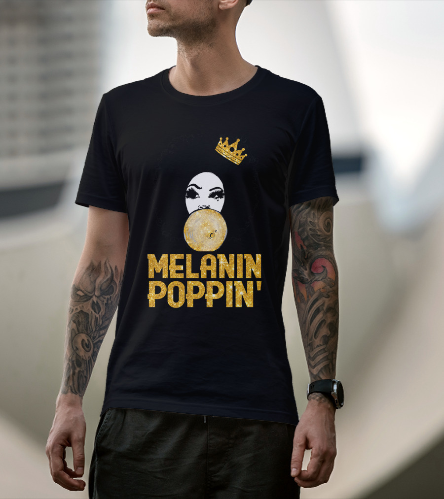 Melanin Poppin' Afro Queen Gold Bubblegum Crown T-Shirt