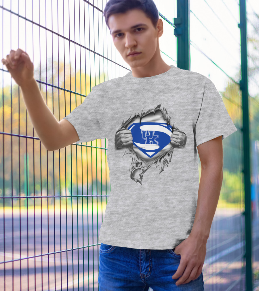Kentucky UK Superman Logo Torn Steel T-Shirt