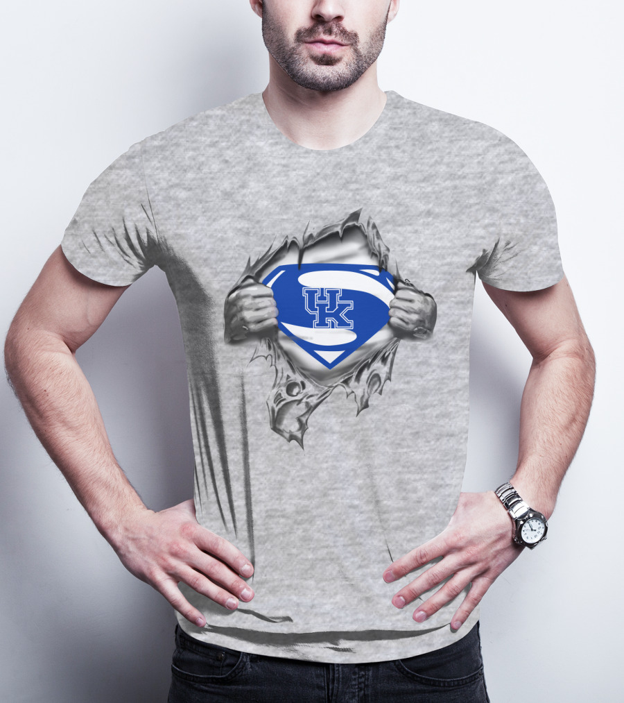 Kentucky UK Superman Logo Torn Steel T-Shirt