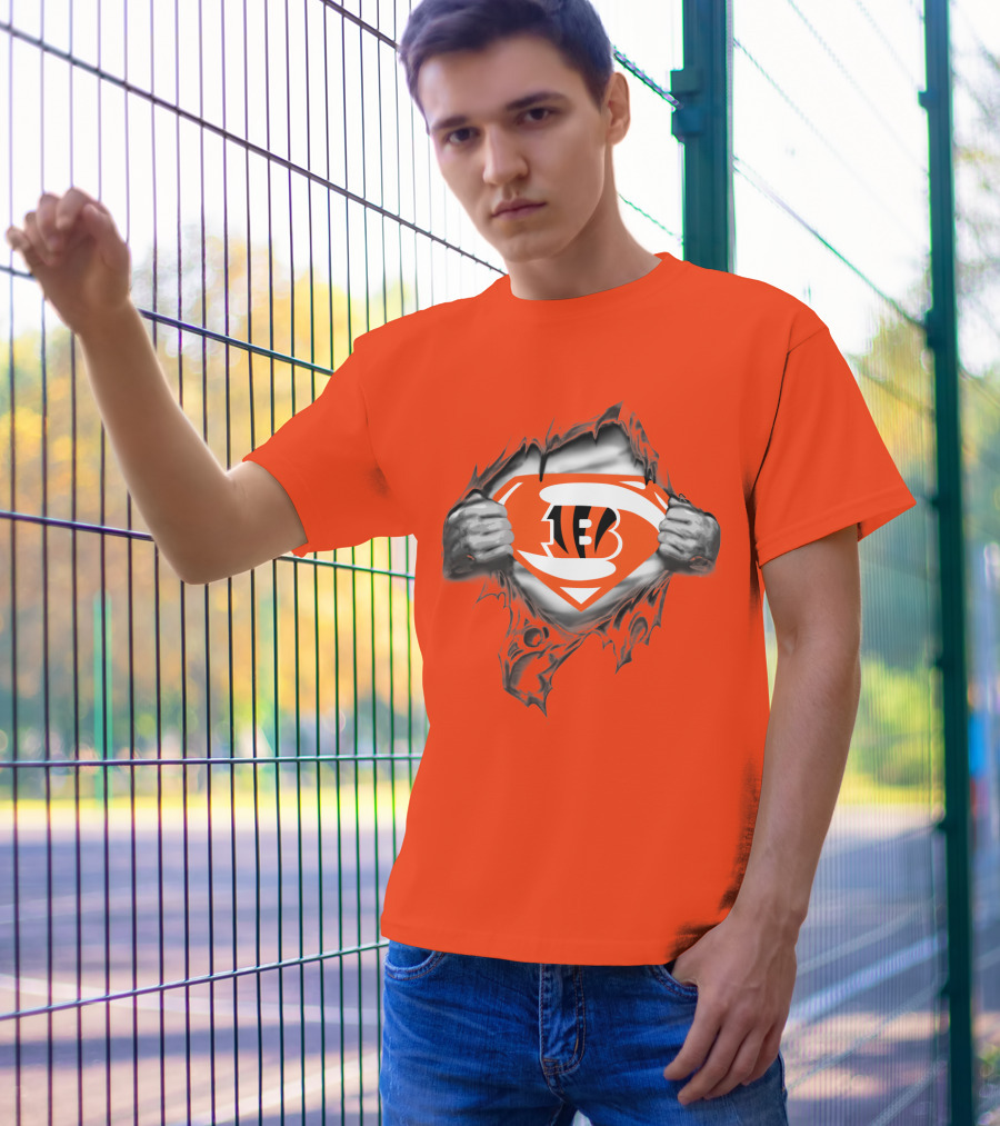 Bengals Superman Emblem Tear T-Shirt