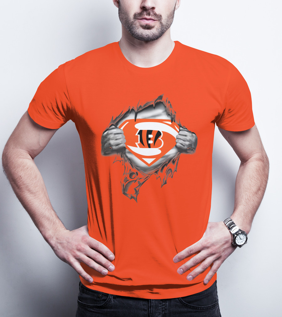Bengals Superman Emblem Tear T-Shirt