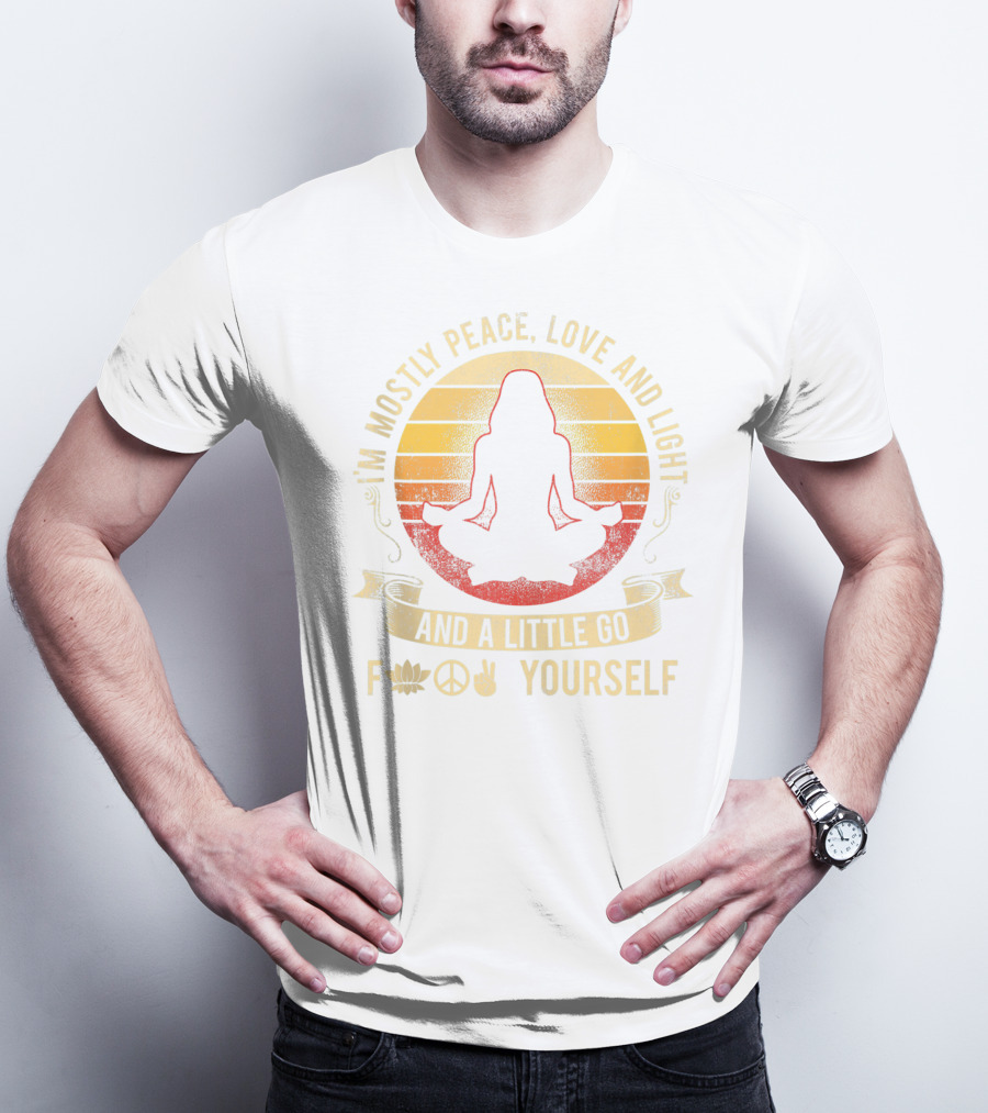 I Am Mostly Peace Love Light Lotus Peace Sign Gesture Go Yourself T-Shirt