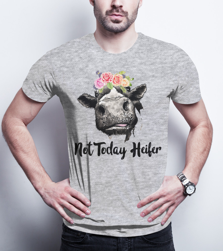 Not Today Heifer Cow With Flower Crown T-Shirt