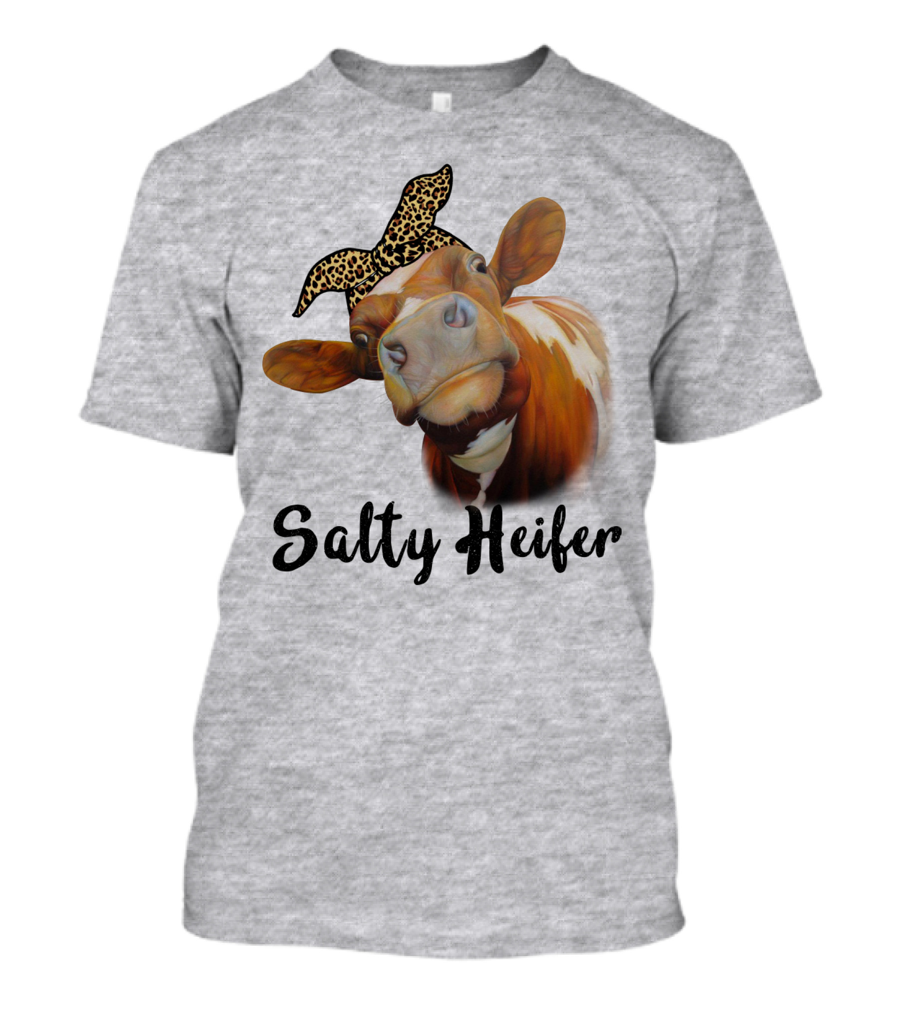 Salty Heifer Leopard Headband Cow T-Shirt
