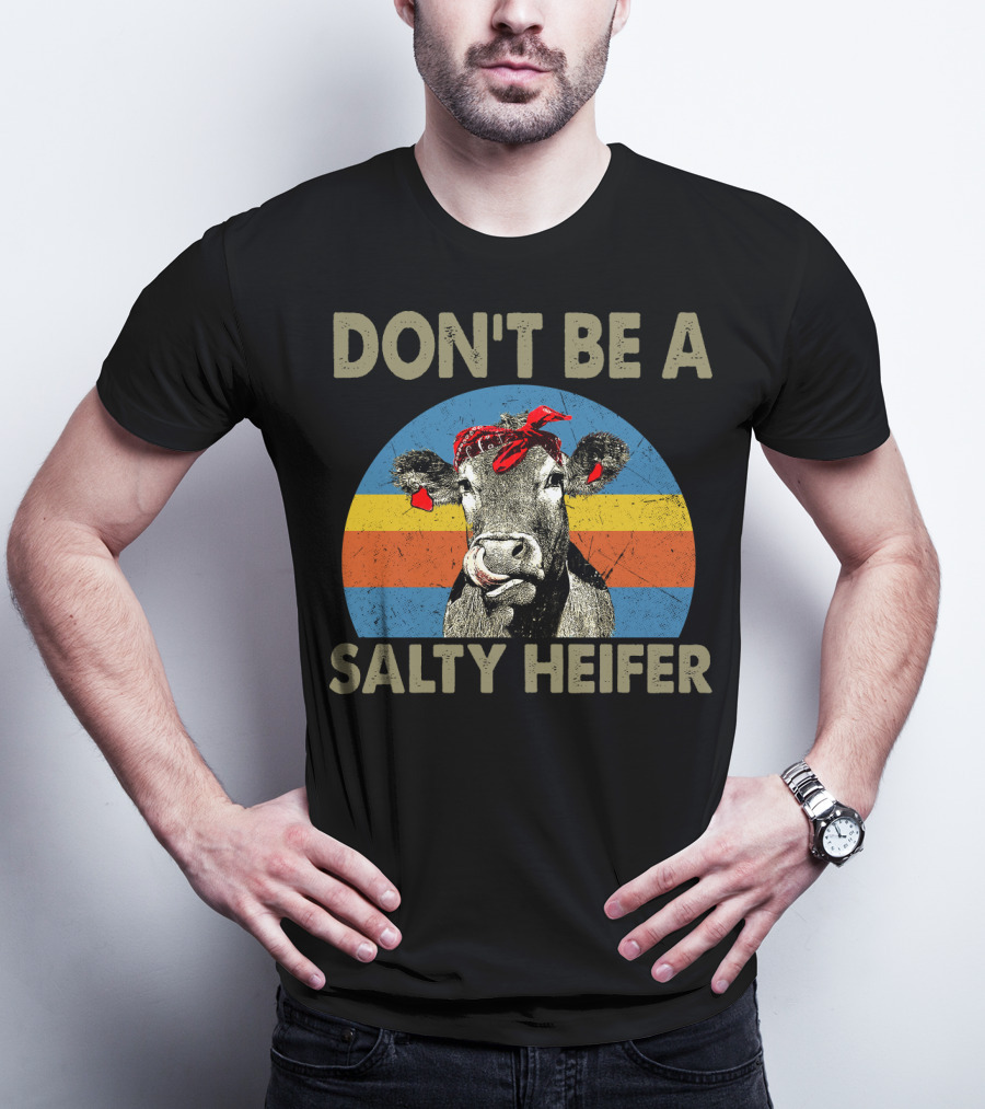 DON'T BE A SALTY HEIFER Retro Cow Bandana T-Shirt