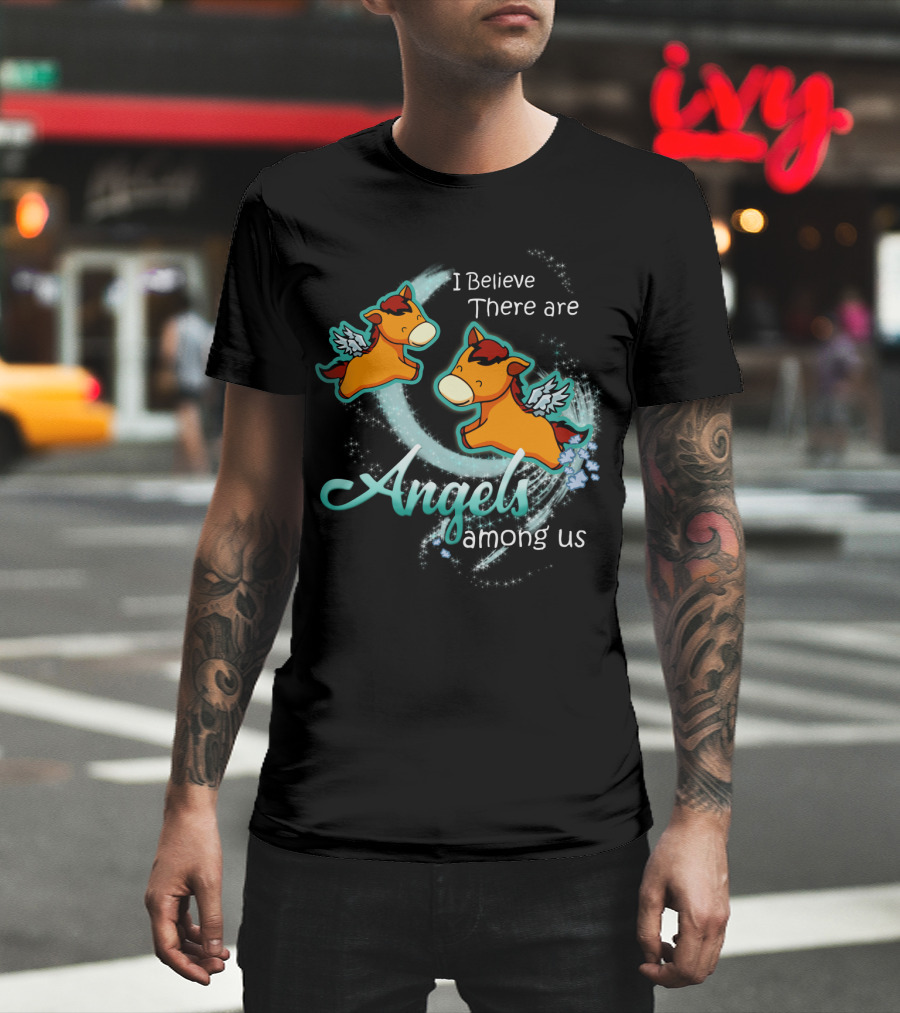 I Believe There Are Angels Among Us Flying Horses With Wings T-Shirt