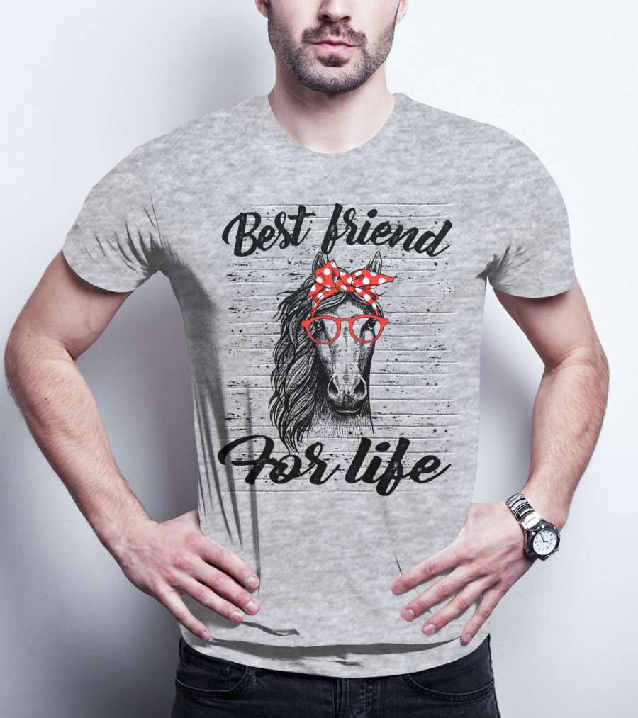 Best Friend For Life Horse With Red Polka Dot Bow And Glasses T-Shirt