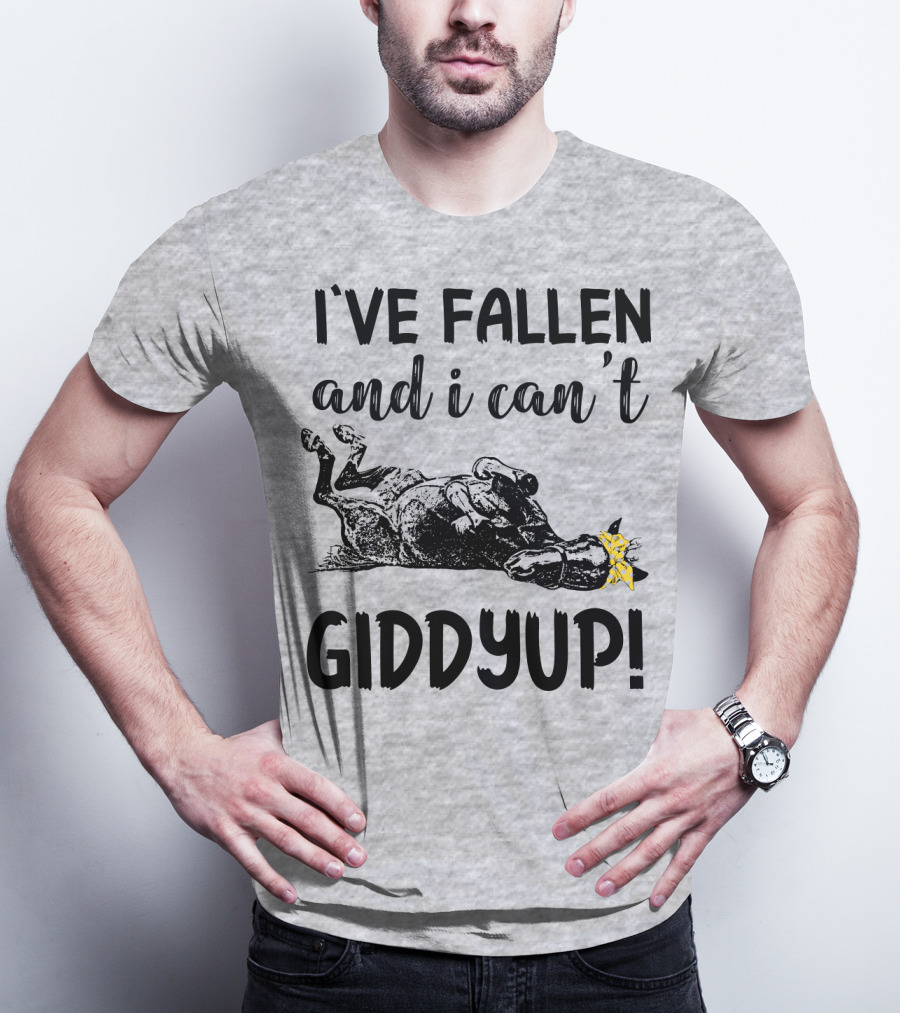 I've Fallen And I Can't Giddyup I've Fallen Cow With Yellow Bow T-Shirt