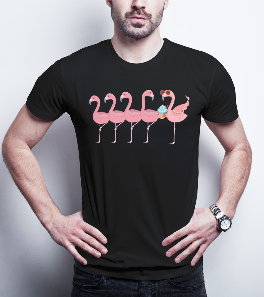 Baking Flamingo With Cupcake And Sunglasses T-Shirt