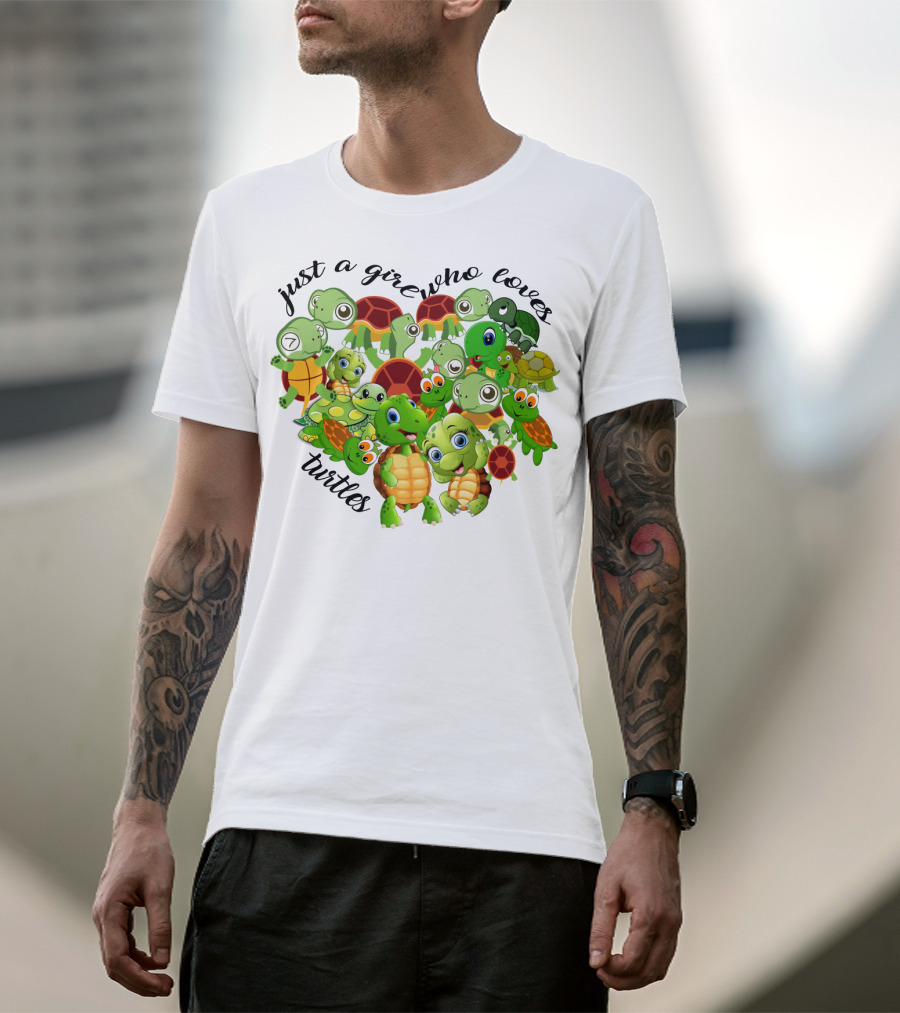 Just A Girl Who Loves Turtles Cute Cartoon Turtle Collection T-Shirt