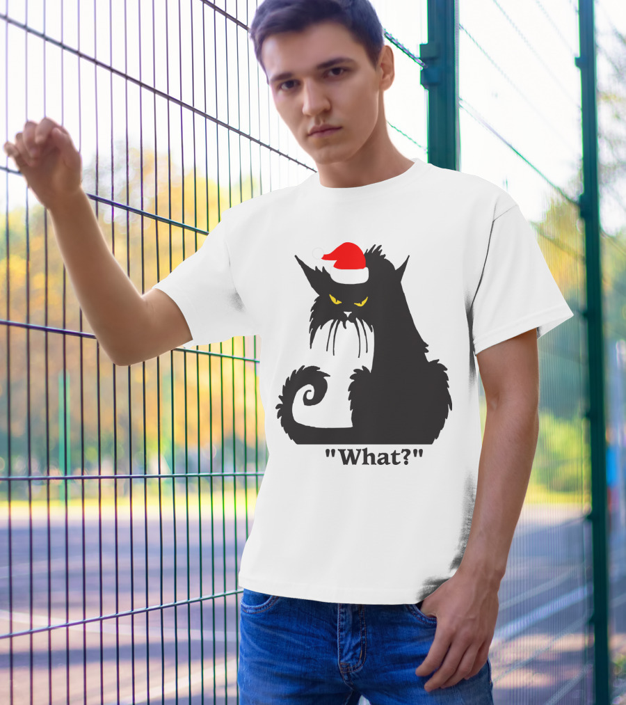 What Cat With Santa Hat T-Shirt