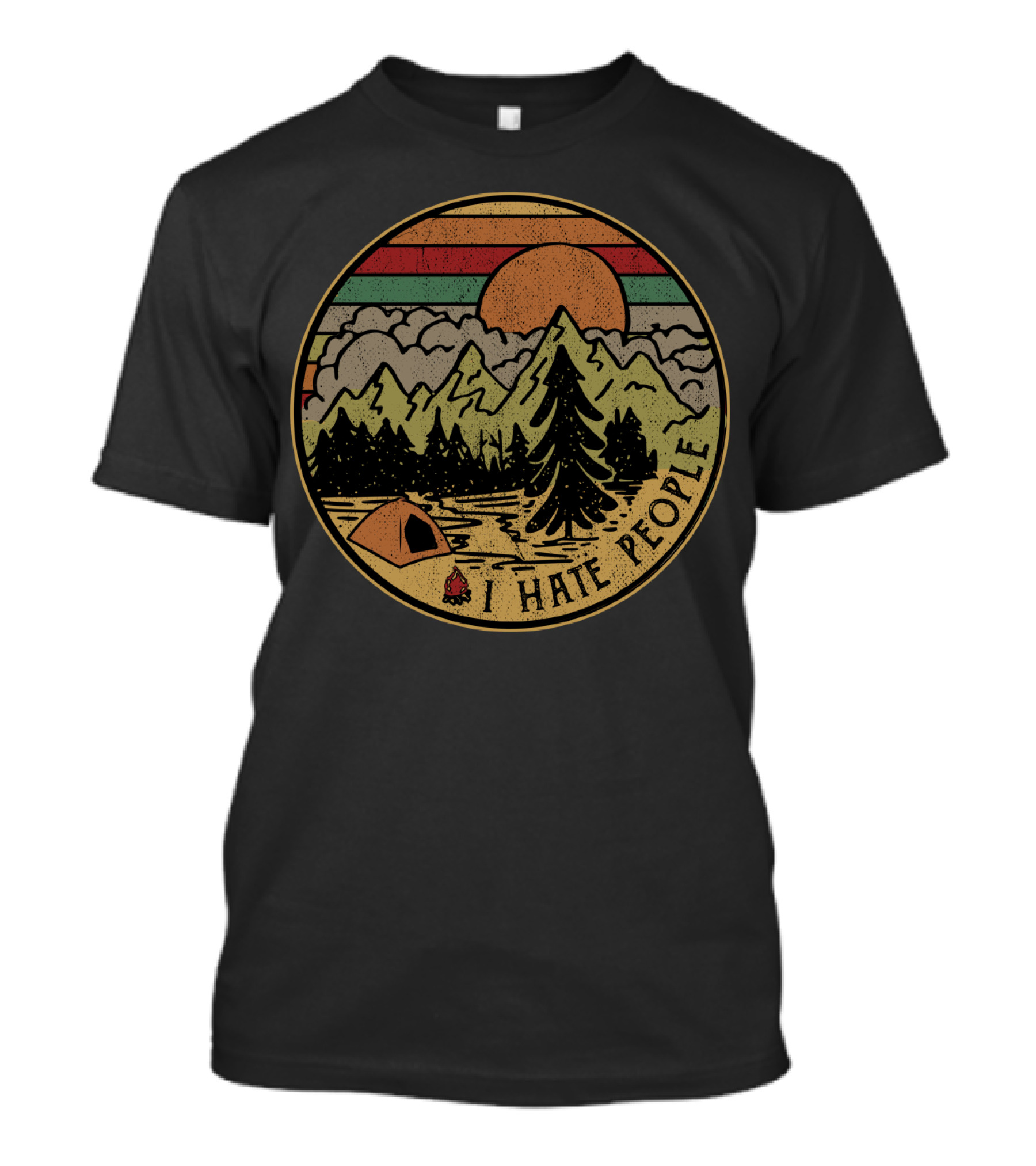 I Hate People Mountains Camping Sunset T-Shirt