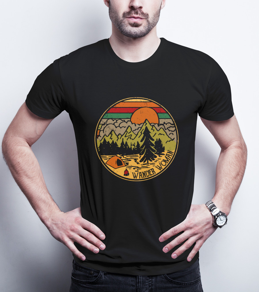 Wander Woman Camping Adventure Sunset Mountains T-Shirt