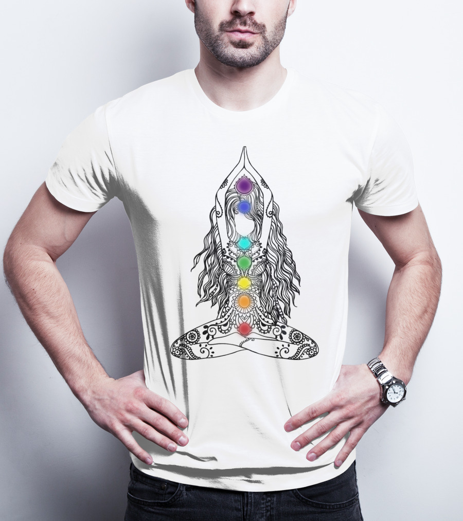 Yoga Chakra Meditation Mandala Colorful Pose T-Shirt