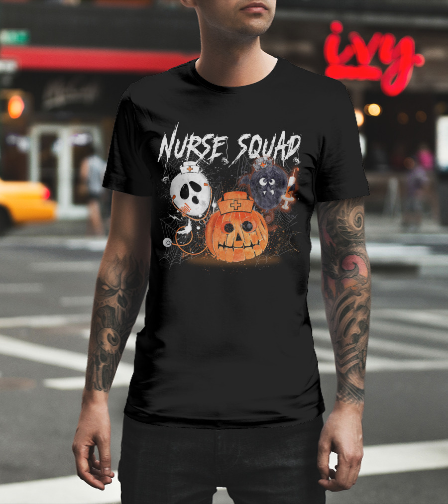 Nurse Squad Halloween Pumpkin Ghost Bat Vampire T-Shirt