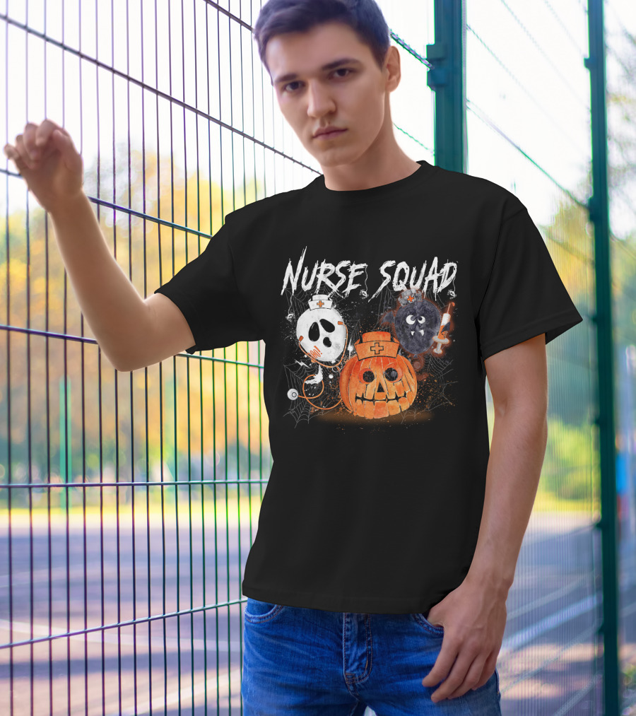 Nurse Squad Halloween Pumpkin Ghost Bat Vampire T-Shirt