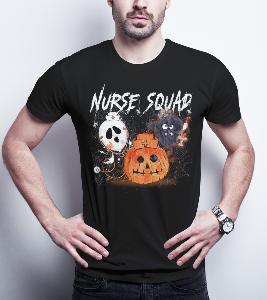Nurse Squad Halloween Pumpkin Ghost Bat Vampire T-Shirt
