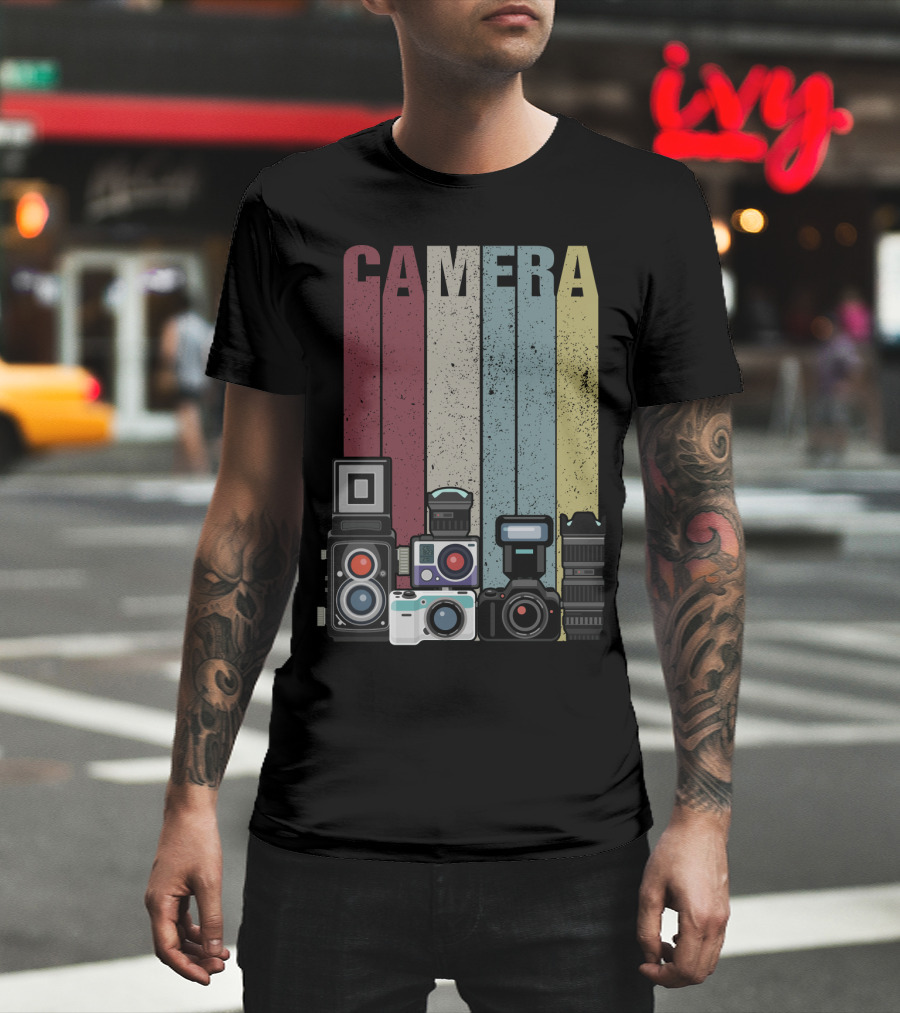 Camera Vintage Photography Equipment Retro Style Valentine's Day Gift T-Shirt