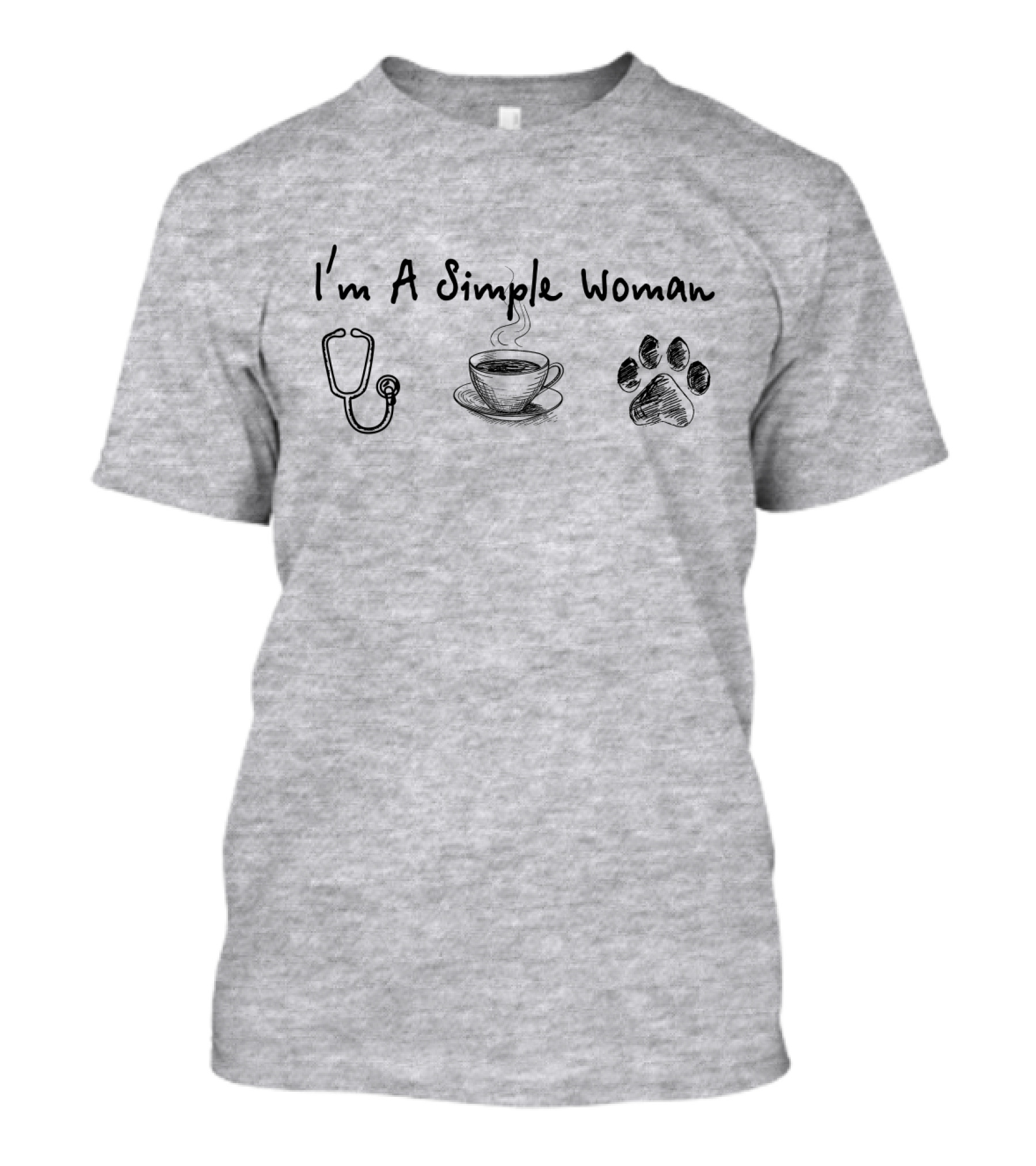 I'm A Simple Woman Stethoscope Coffee Paw Prints T-Shirt