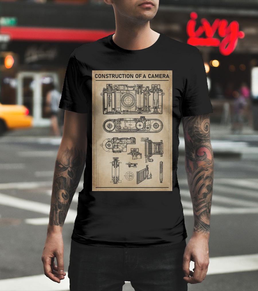 Construction Of A Camera Blueprint Diagram T-Shirt