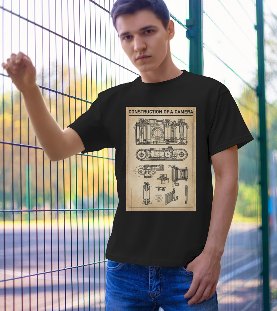 Construction Of A Camera Blueprint Diagram T-Shirt