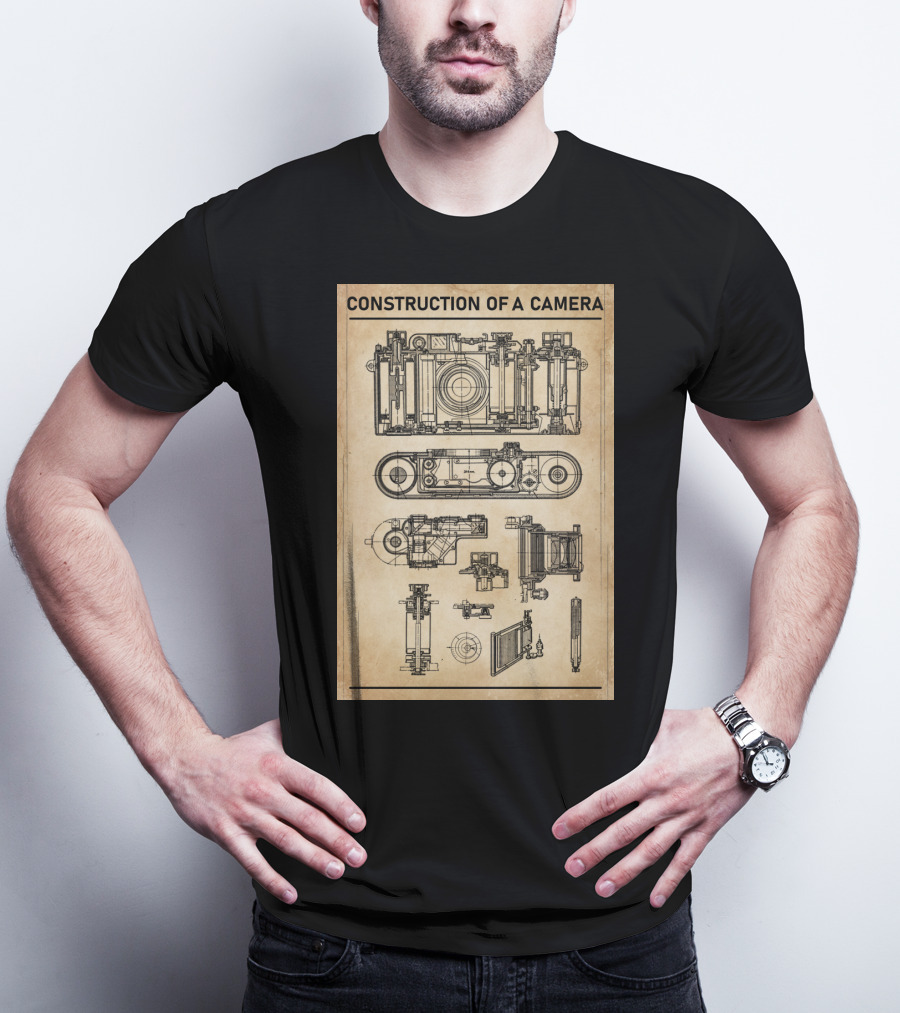 Construction Of A Camera Blueprint Diagram T-Shirt