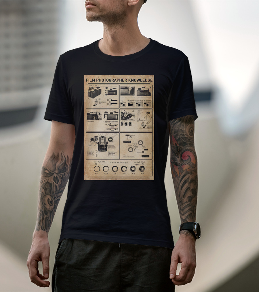 Film Photographer Knowledge Vintage Camera Instructions Lens Aperture Guide T-Shirt