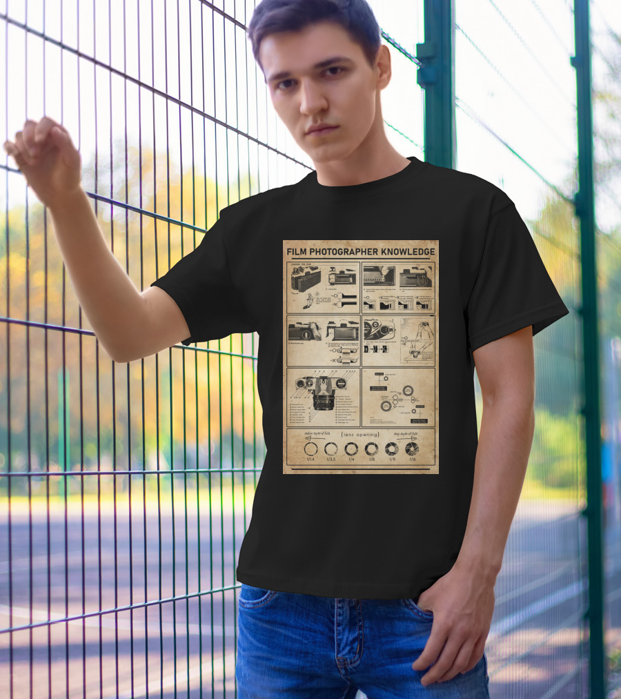 Film Photographer Knowledge Vintage Camera Instructions Lens Aperture Guide T-Shirt