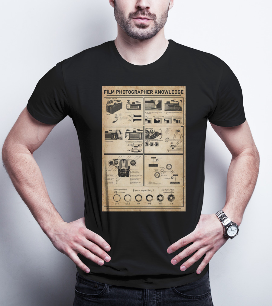 Film Photographer Knowledge Vintage Camera Instructions Lens Aperture Guide T-Shirt