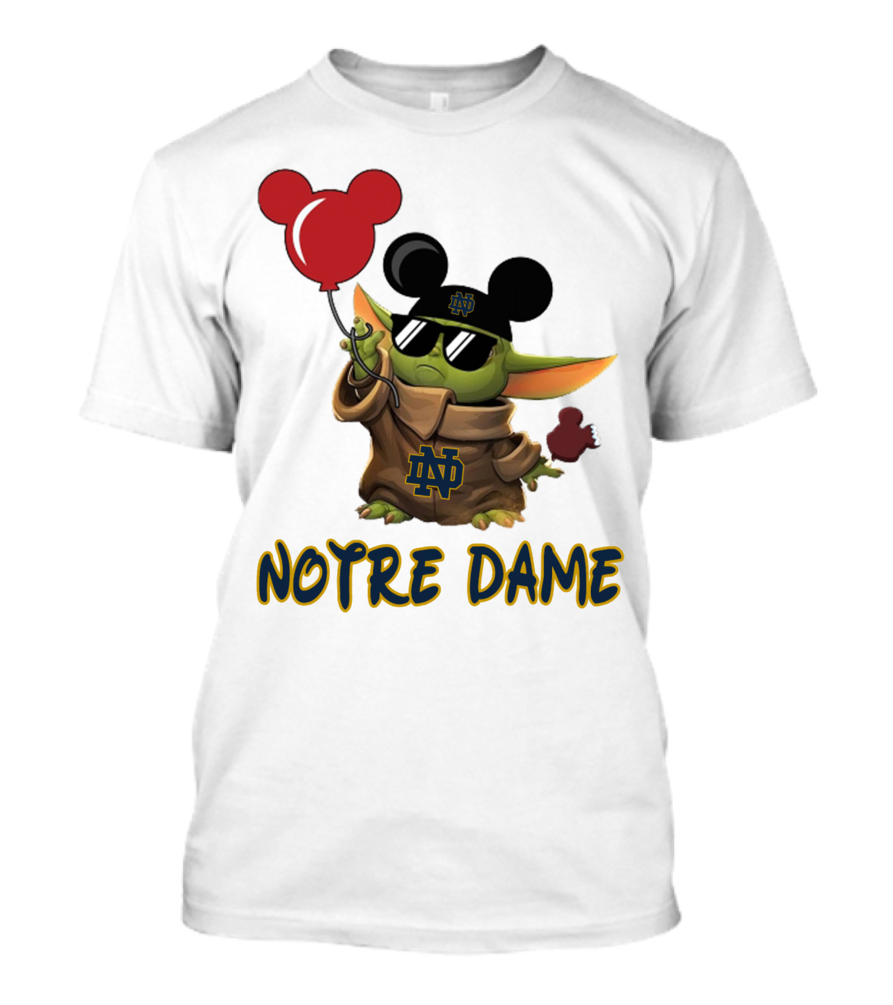 Notre Dame Baby Yoda Mickey Balloons T-Shirt
